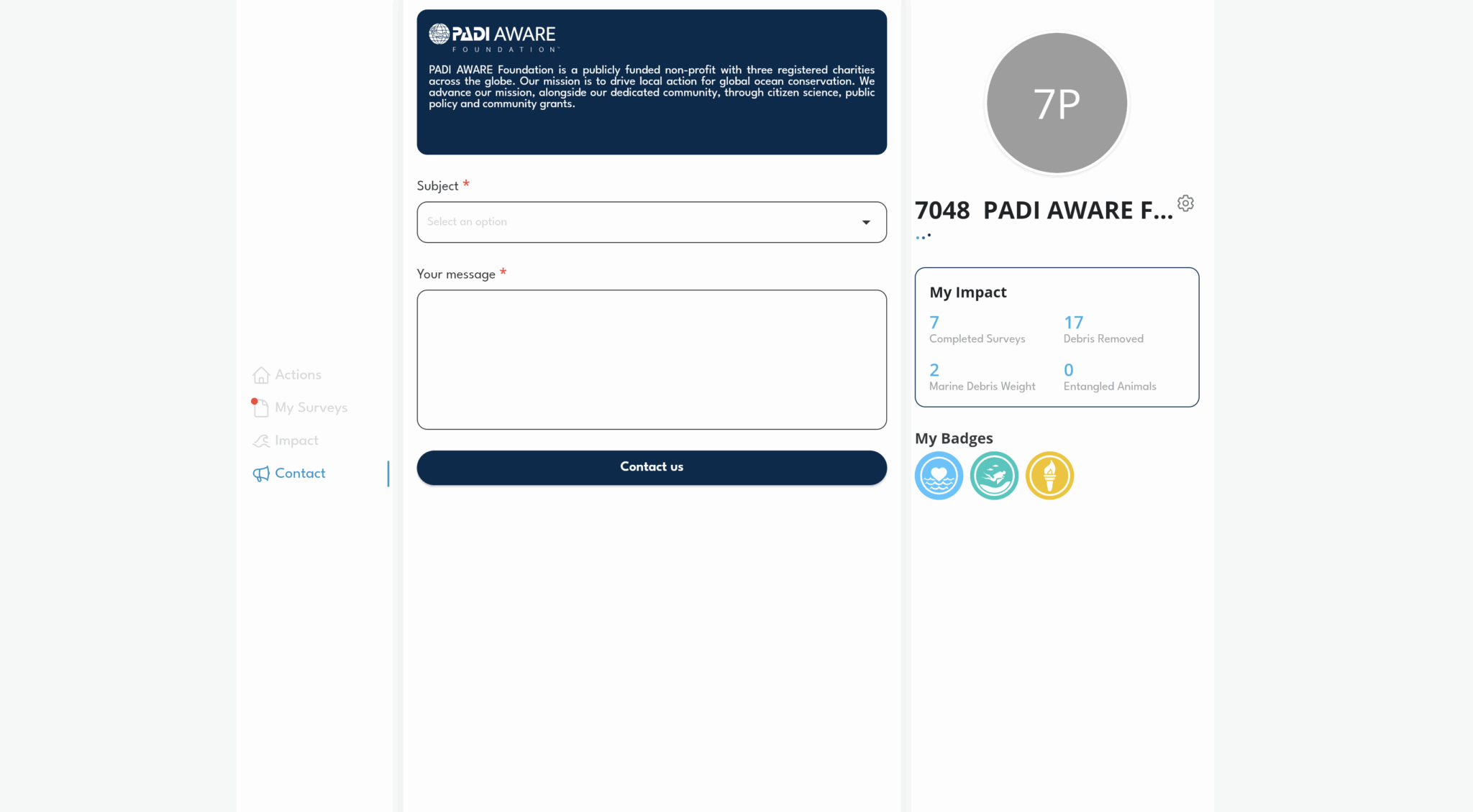 PADI AWARE「海洋保護・保全アクションポータル」の使い方